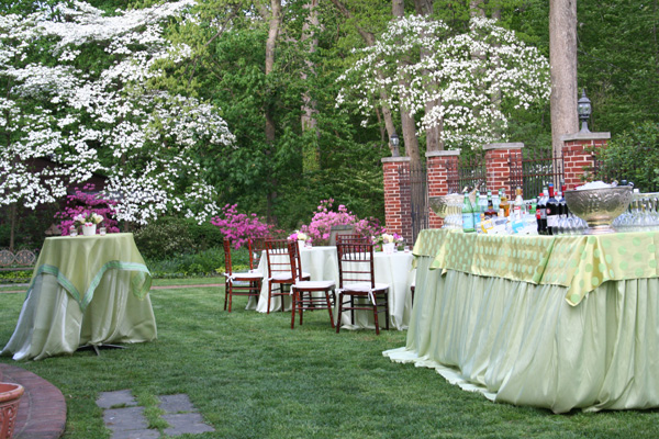 Spring cocktail reception with azaleas - Gramercy Mansion